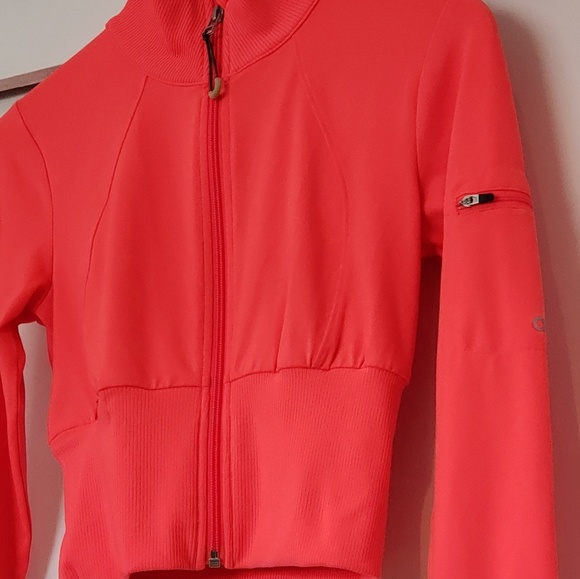 ALO Yoga | Tops | Alo Yoga Crush Cropped Bomber Jacket Neon Azalia ...